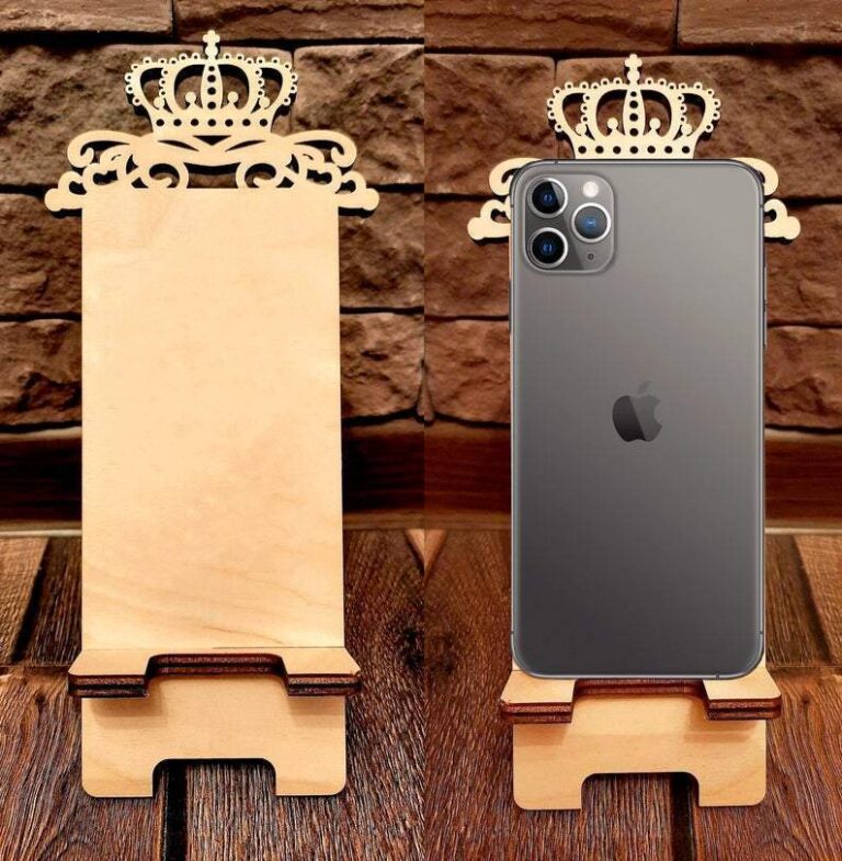 Crown Phone Stand. This cnc files DXF, CDR, SVG, dxf files for cnc ...