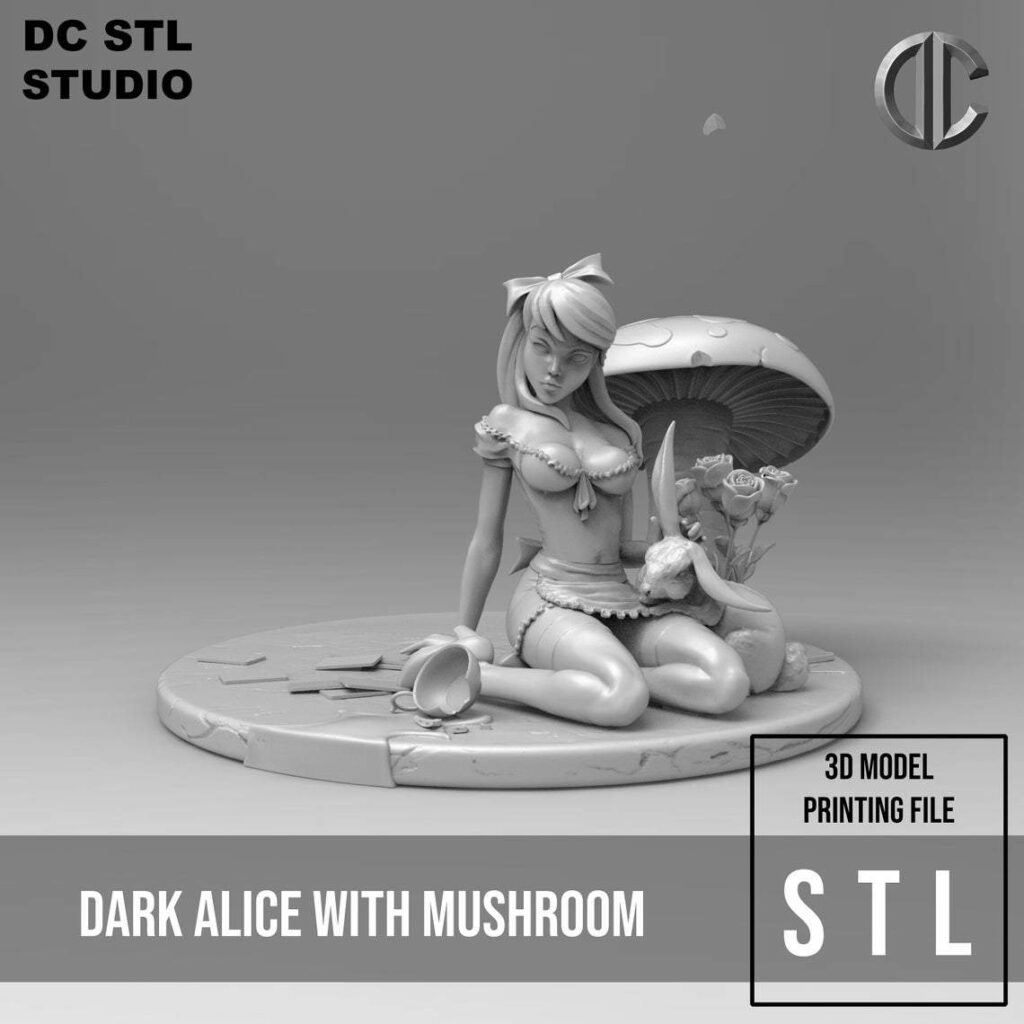 B170 - Cartoon character design, Dark alice with the Mushroom, STL 3D ...